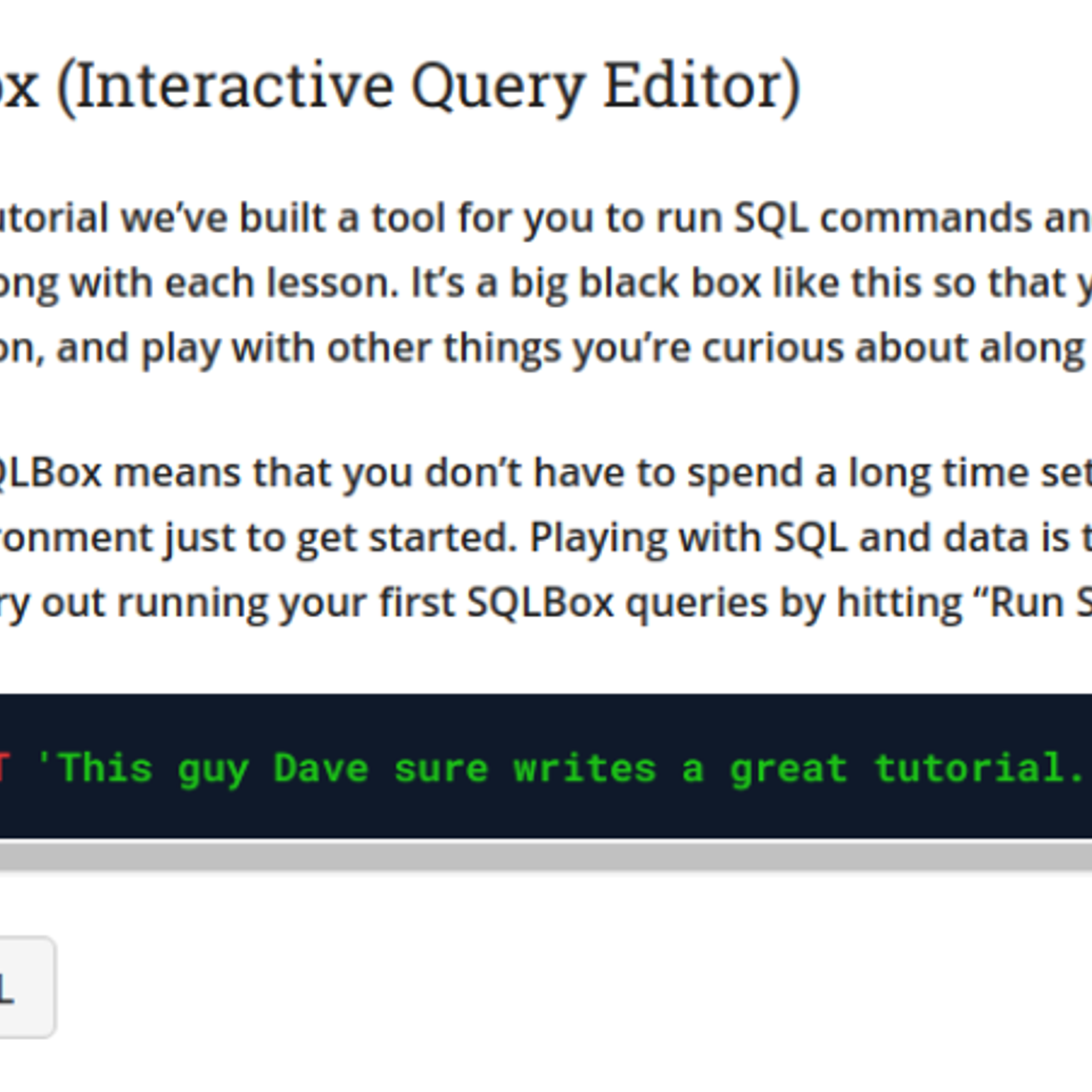Interactive PostgreSQL SQL Tutorial Alternatives and Similar Websites ... Interactive PostgreSQL SQL Tutorial Alternatives and Similar Websites ...